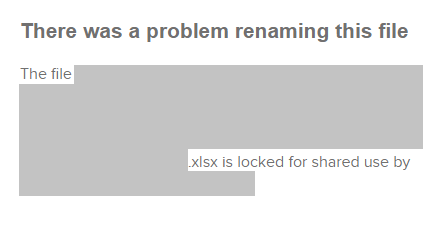 Error message - There was a problem renaming this file